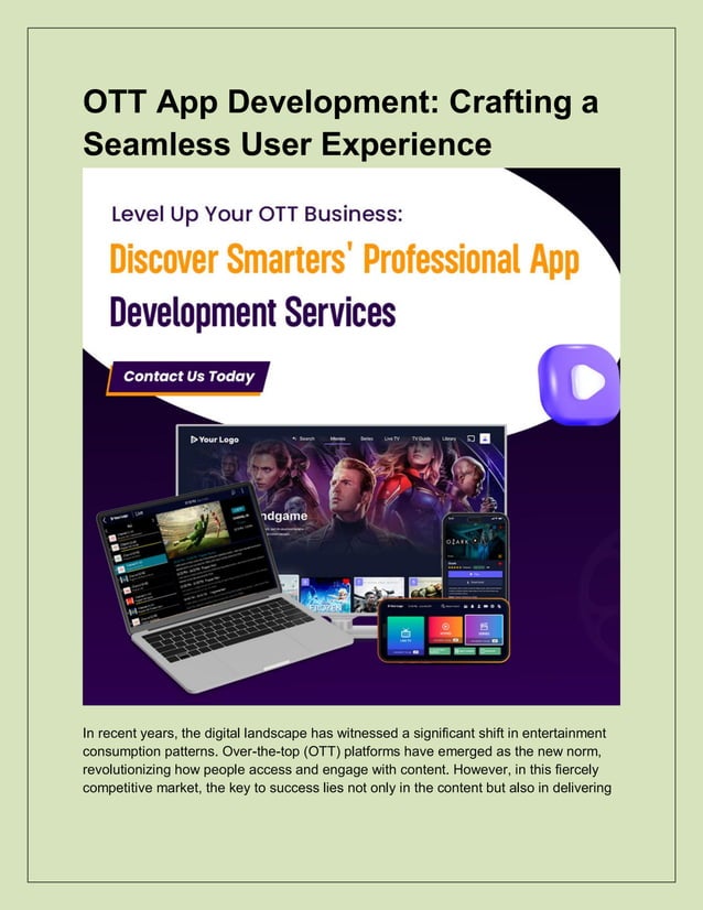 Developing OTT Apps: Creating a Smooth User Experience | PDF