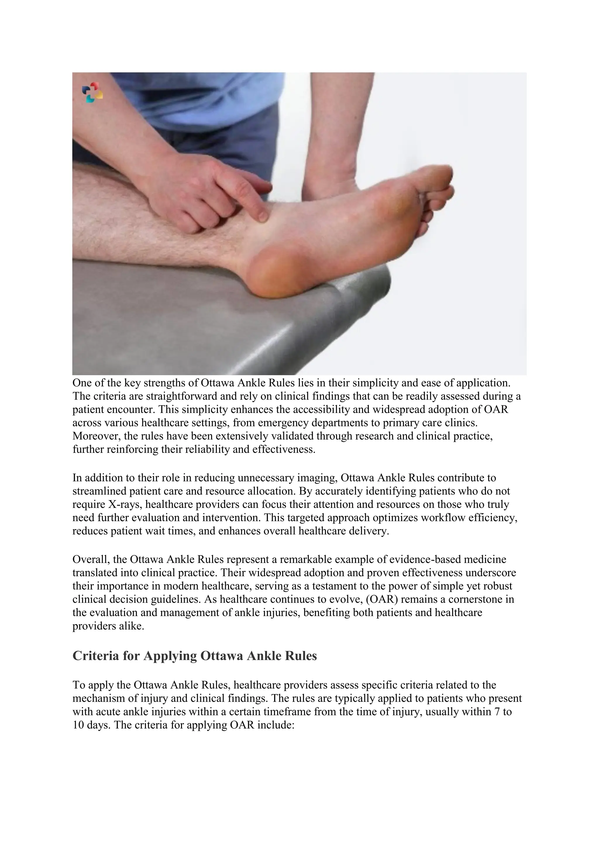 Ottawa Ankle Rules: A Comprehensive Guide | The Lifesciences Magazine | PDF