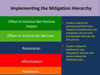 Achieving Net Positive Impacts for Biodiversity Through the Mitigation Hierarchy - | PPT