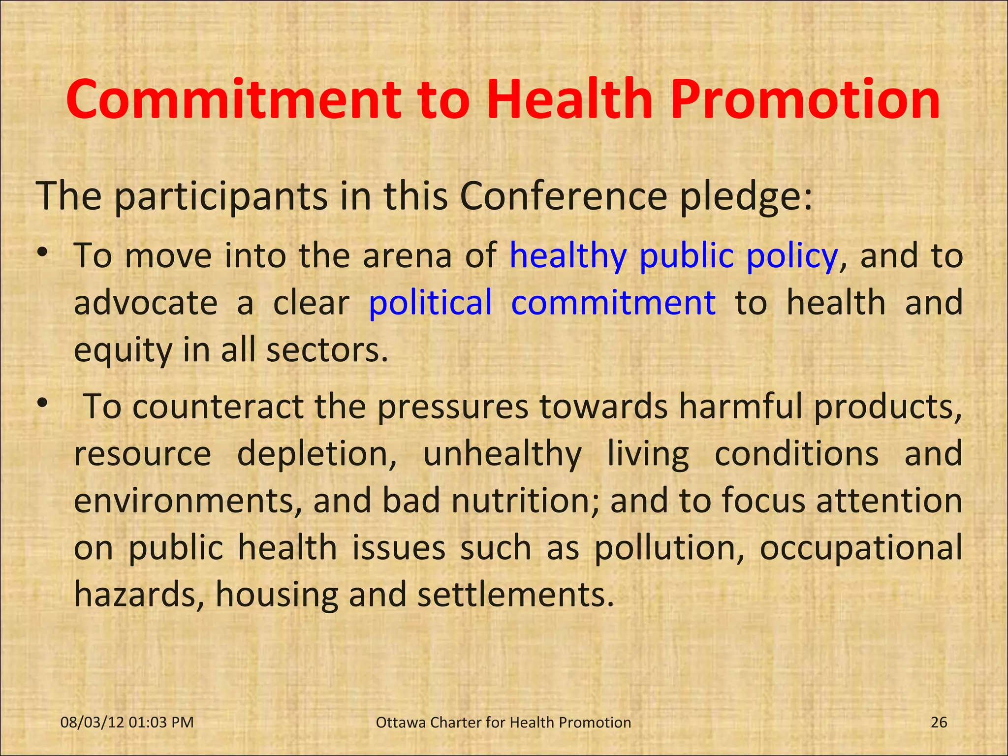 Ottawa charter for health promotion | PPT