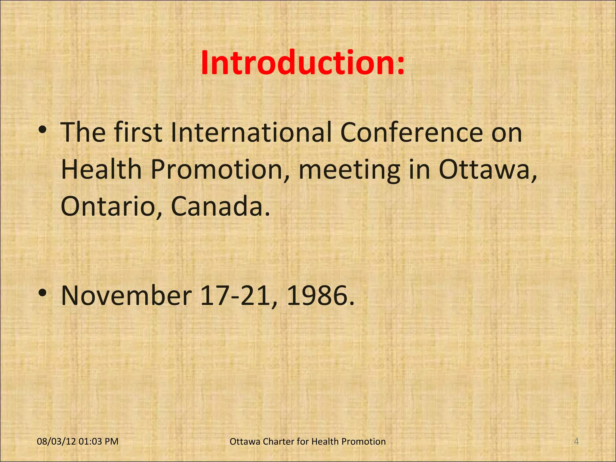 Ottawa charter for health promotion | PPT