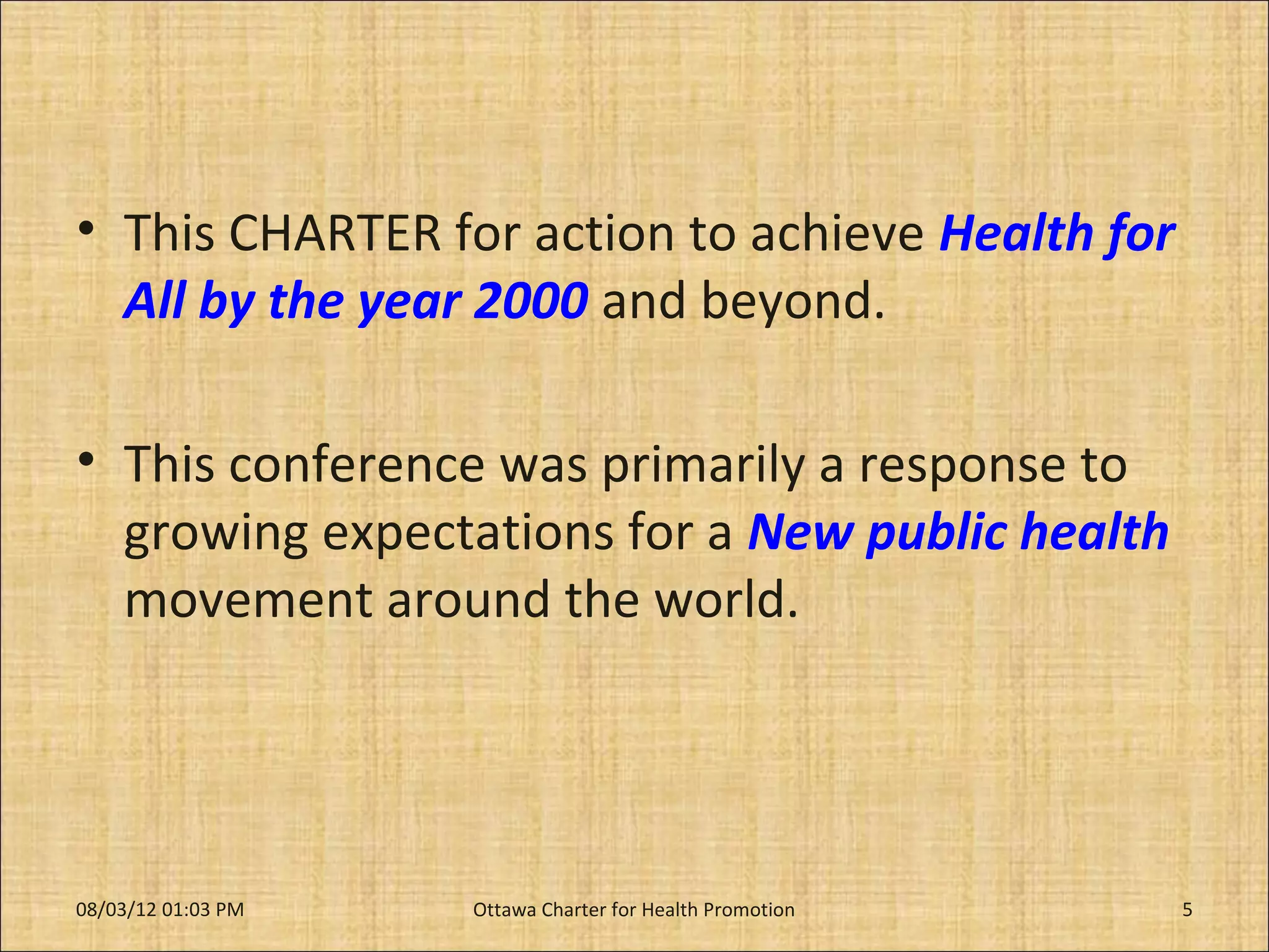 Ottawa charter for health promotion | PPT