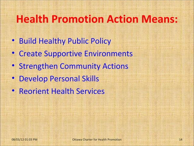 Ottawa charter for health promotion | PPT | Medical Health