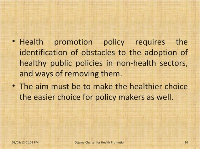 Ottawa charter for health promotion | PPT | Medical Health