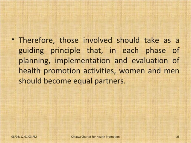 Ottawa charter for health promotion | PPT | Medical Health