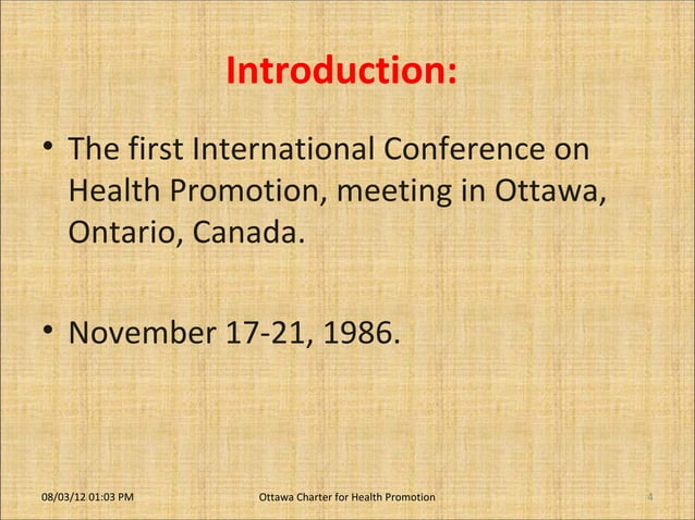 Ottawa charter for health promotion | PPT | Medical Health