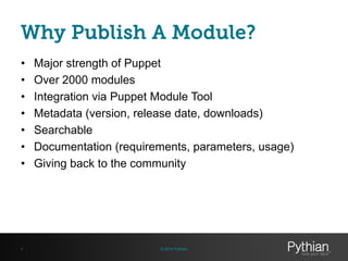 Ottawa Puppet User Group - Publishing a Module on the Puppet Forge | PDF