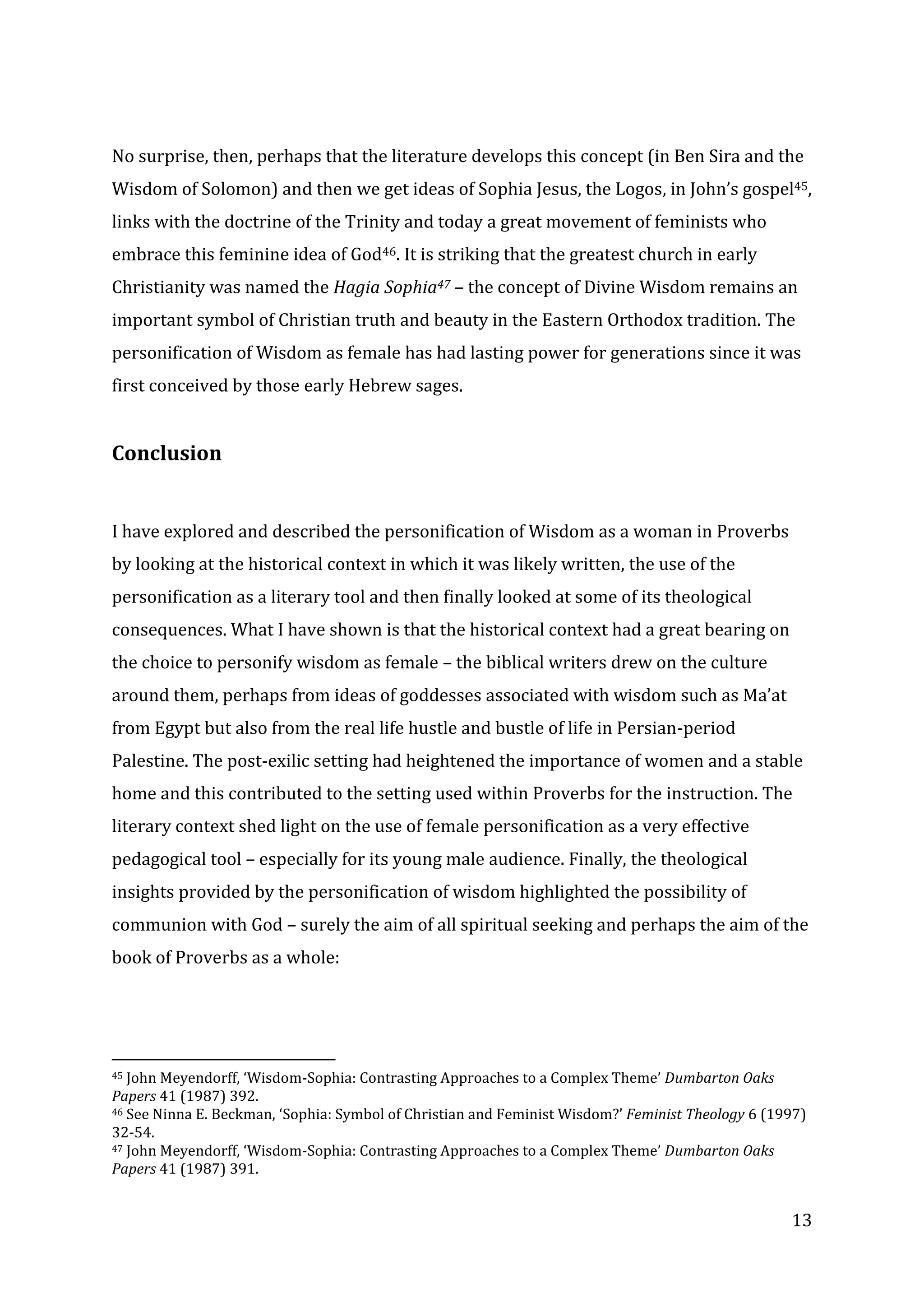 Why is wisdom personified as a woman in the Old Testament book of ...