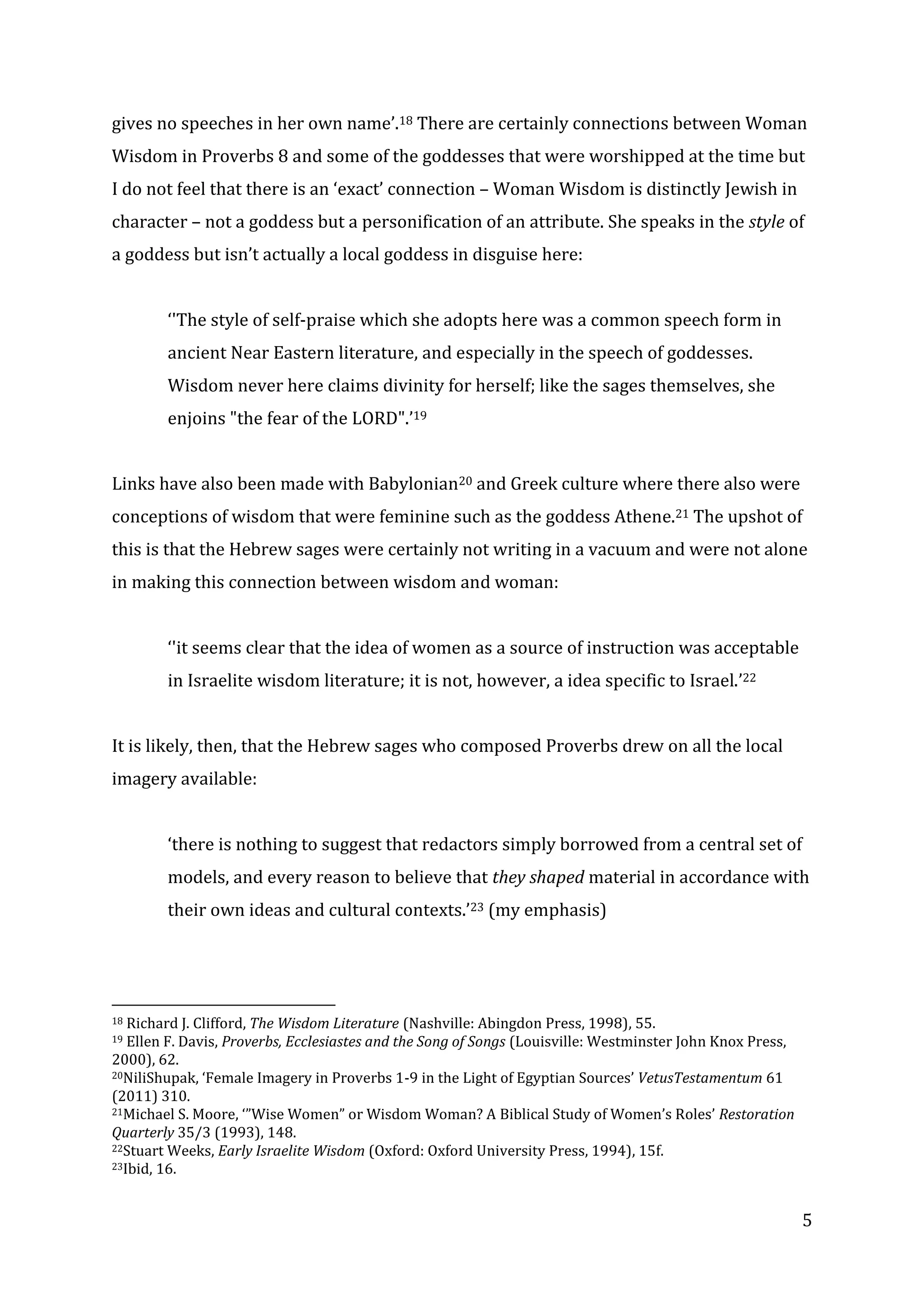 Why is wisdom personified as a woman in the Old Testament book of ...