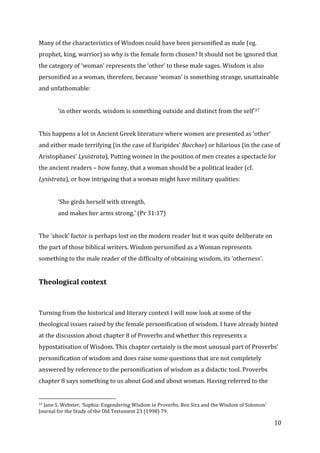 Why is wisdom personified as a woman in the Old Testament book of ...
