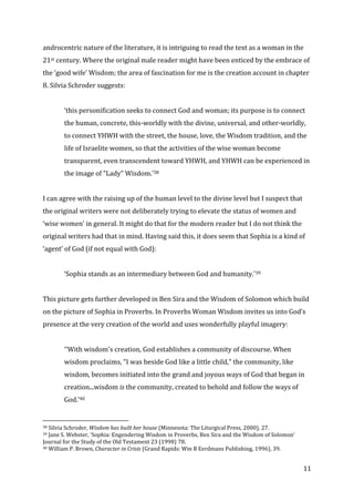 Why is wisdom personified as a woman in the Old Testament book of ...