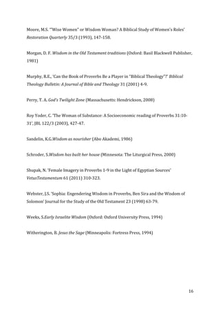 Why is wisdom personified as a woman in the Old Testament book of ...