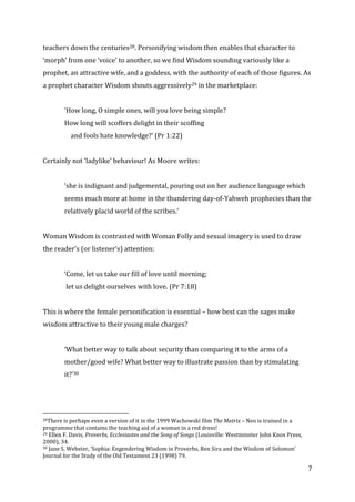 Why is wisdom personified as a woman in the Old Testament book of ...