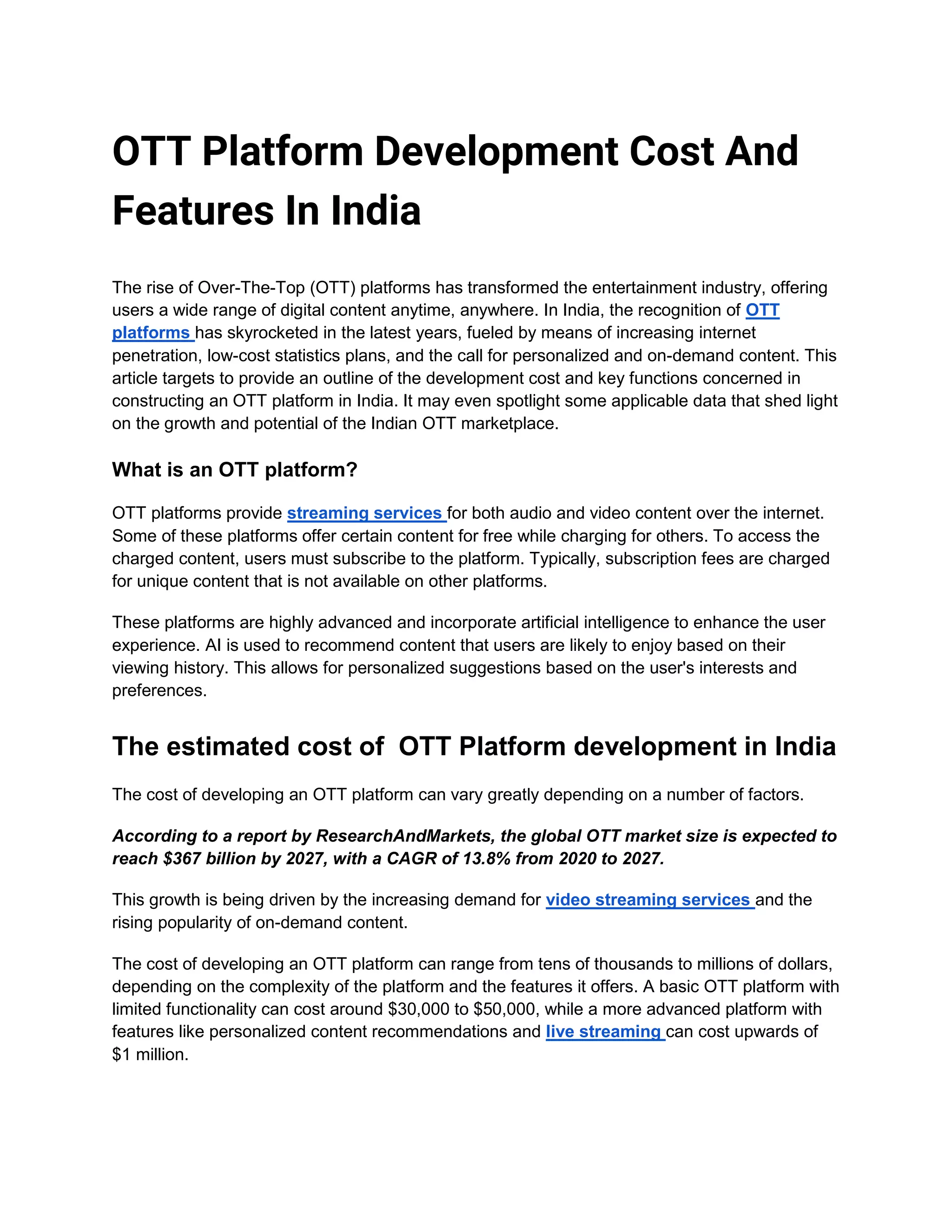 OTT Platform Development Cost And Features In India.docx