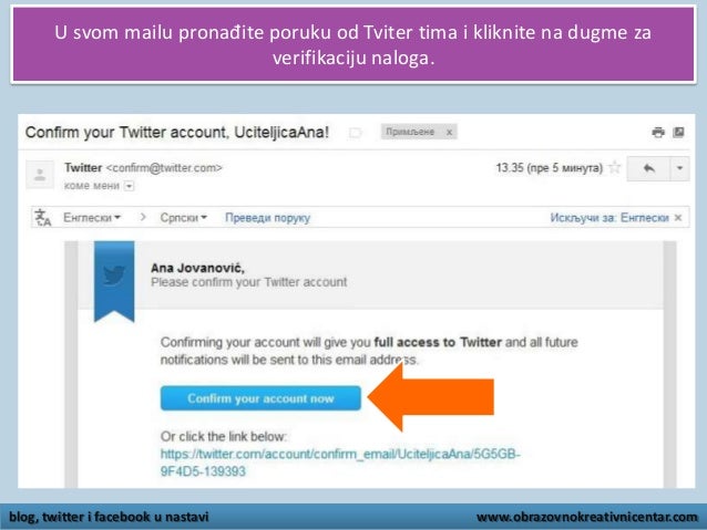Kreiranje naloga na Tviteru (2014)