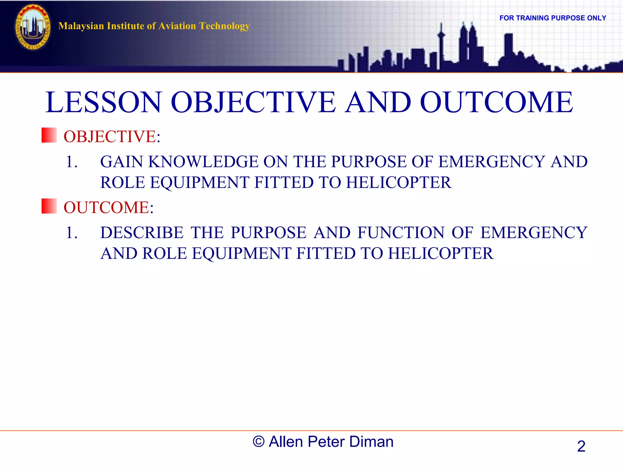 Emergency and role equipment of Helicopter | PPT