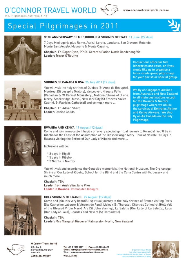 OTW Pilgrimage Brochure | PDF | Africa Travel | Travel Locations