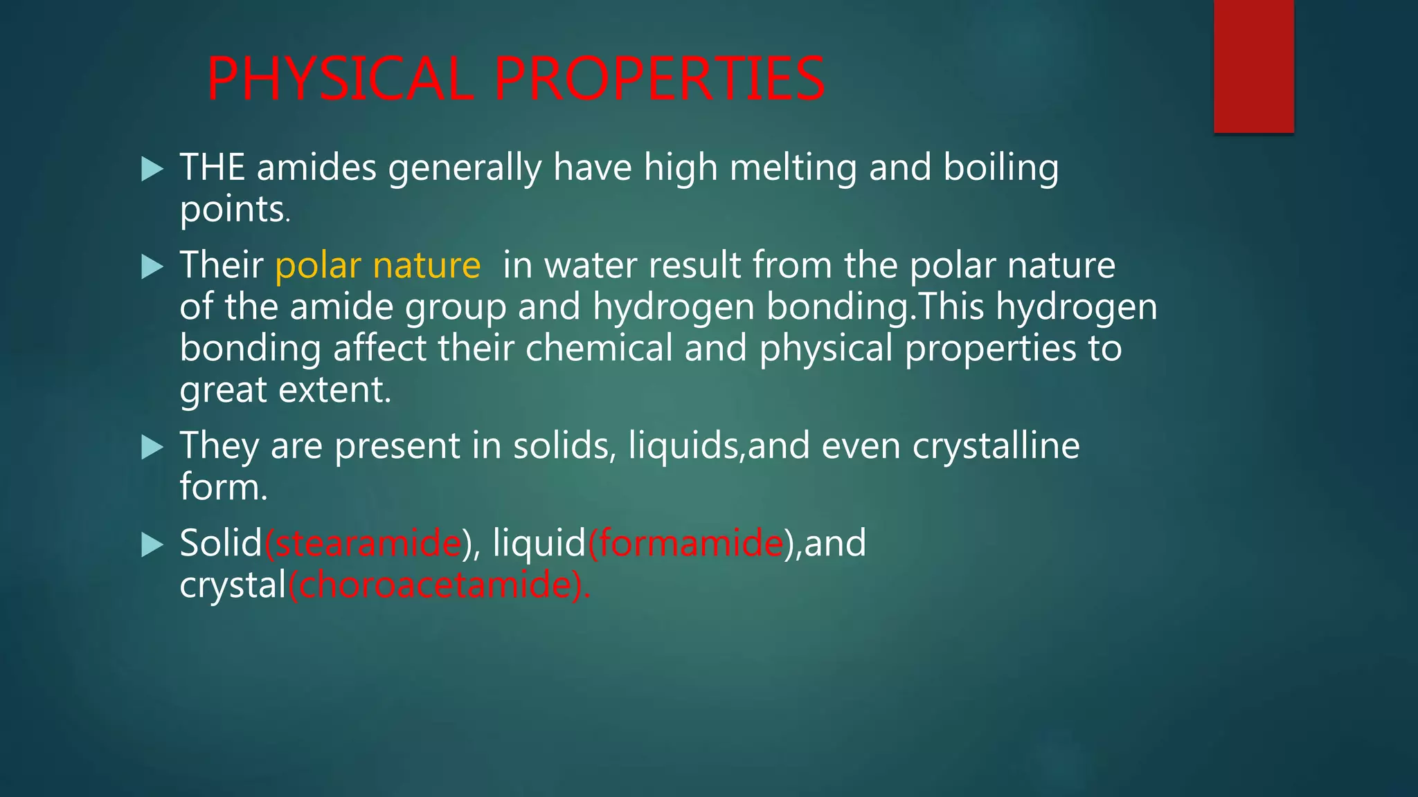 Amides and amines presentation. | PPTX