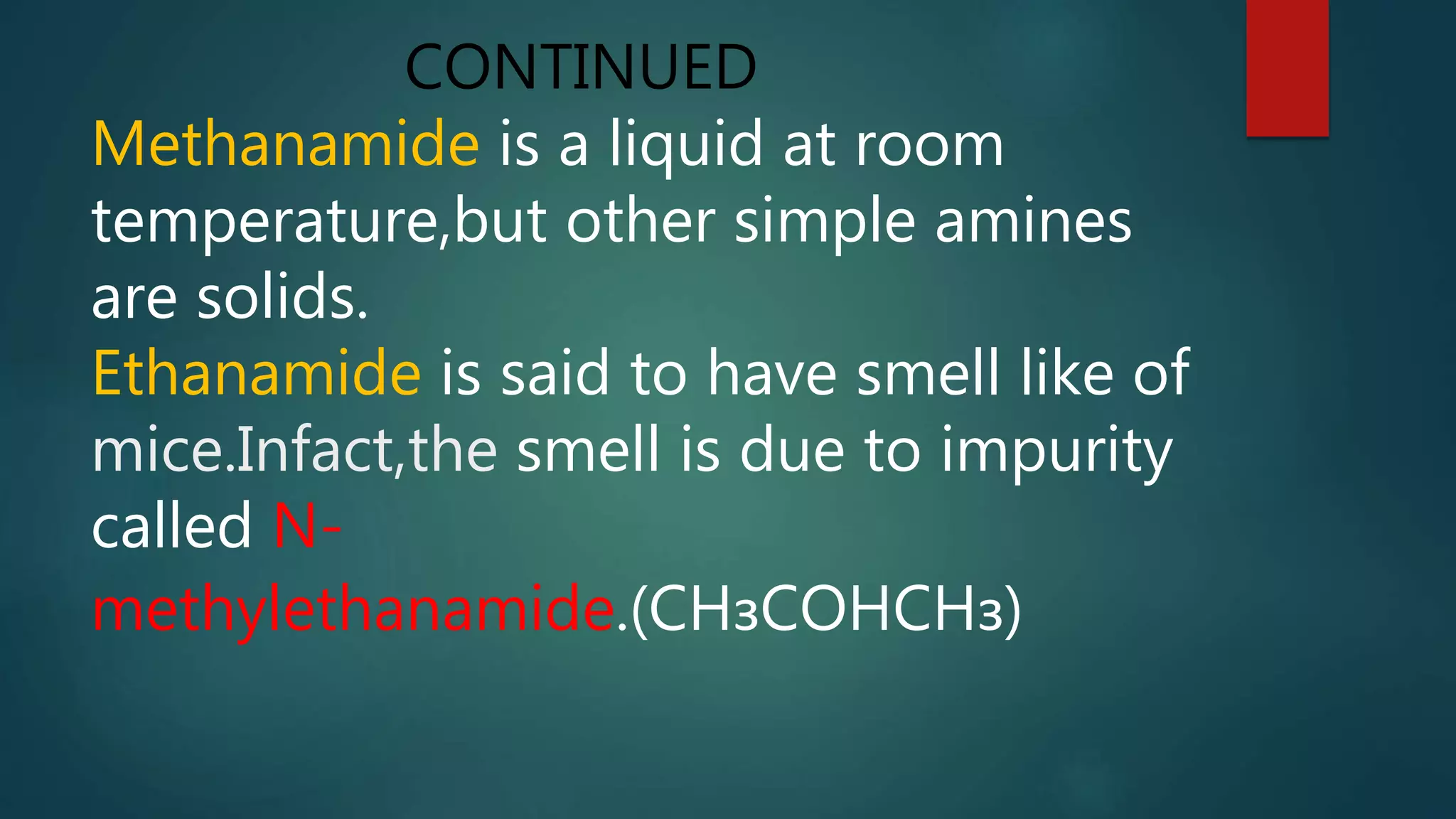 Amides and amines presentation. | PPTX