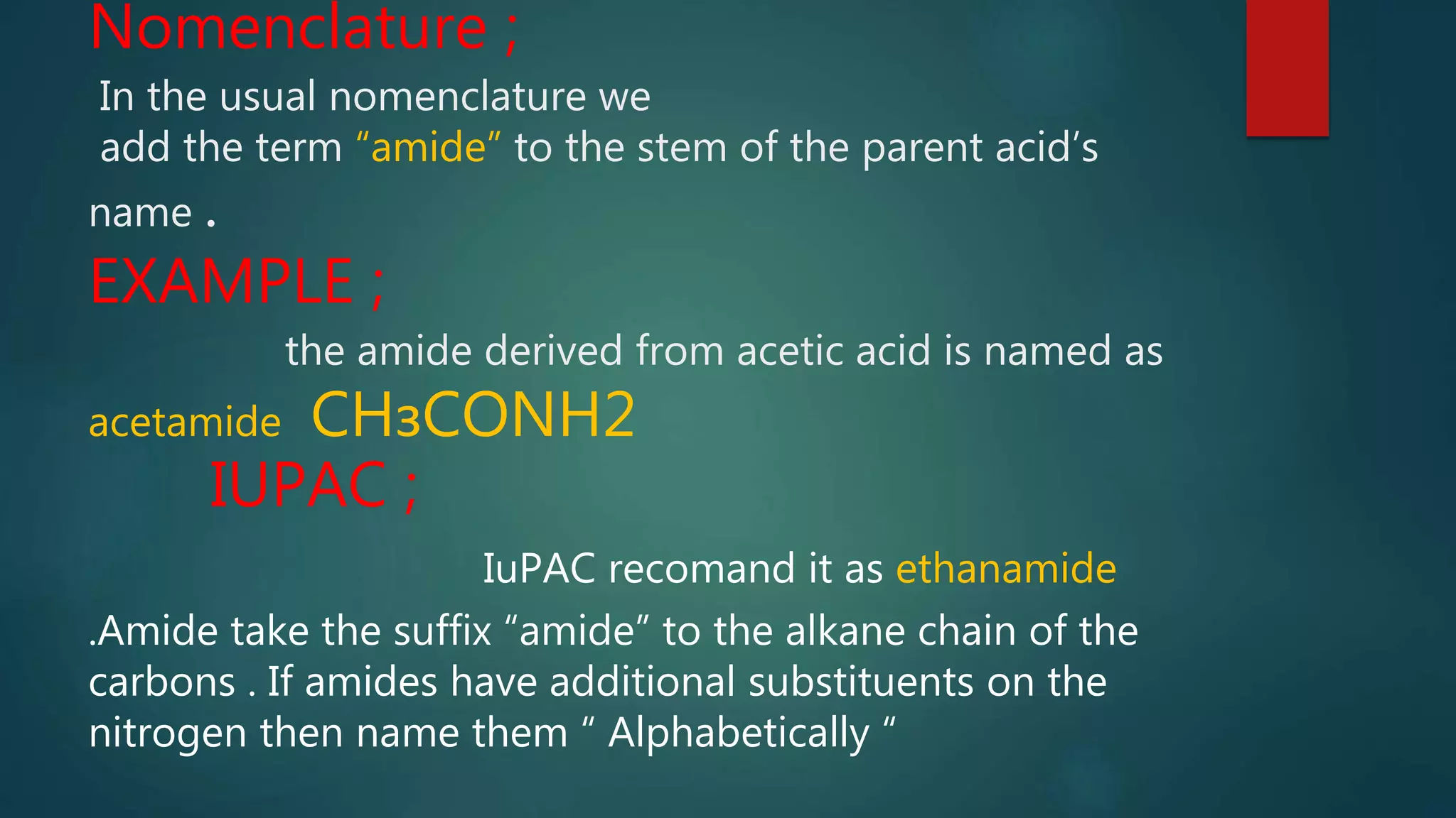 Amides and amines presentation. | PPTX