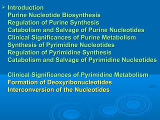 Nucleotide metabolism (r ) 1 | PPT | Endocrine and Metabolic Diseases | Diseases and Conditions