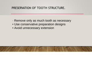 Principle of tooth preparation prosthodontics | PPTX
