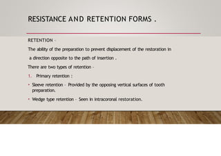 Principle of tooth preparation prosthodontics | PPTX