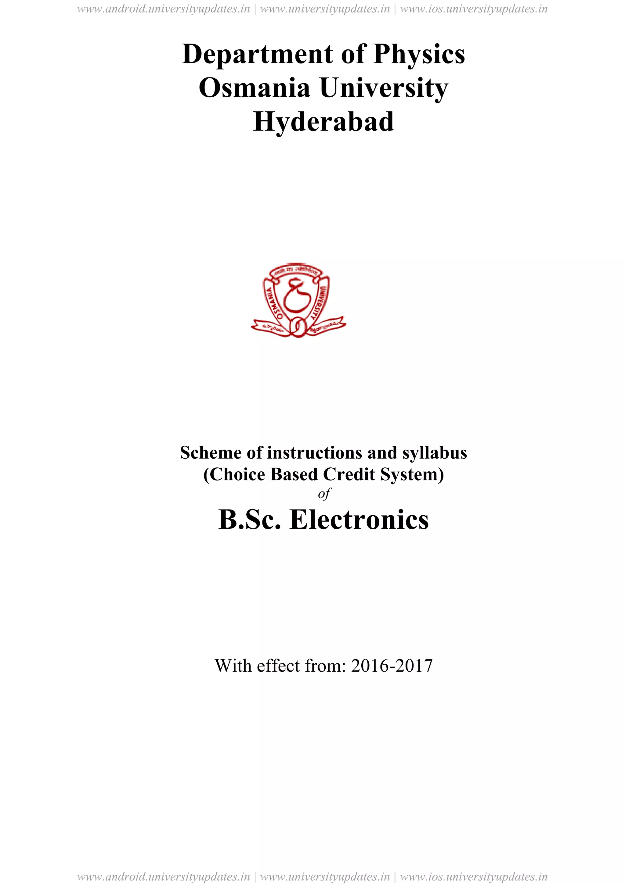 Osmania University BSc Electronics Syllabus | PDF