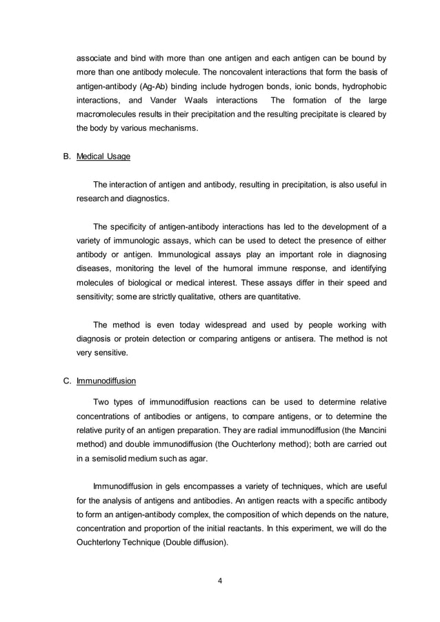 [IMMUNOLOGY LAB REPORT] Antigen - Antibody Precipitation Reaction ...
