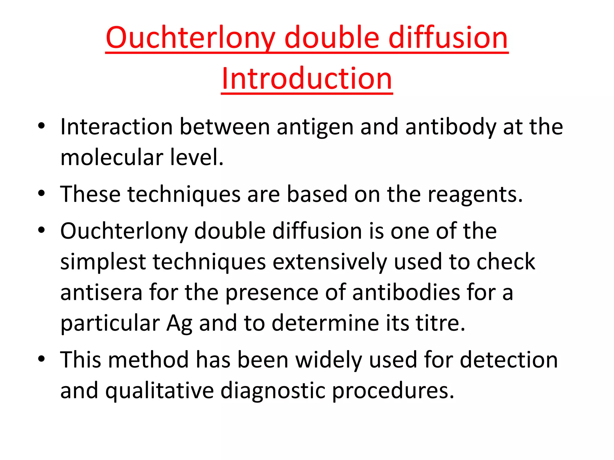 Ouchterlony double diffusion and Radial immunodifusion | PPTX