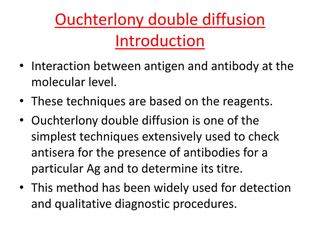 Ouchterlony double diffusion and Radial immunodifusion | PPTX ...