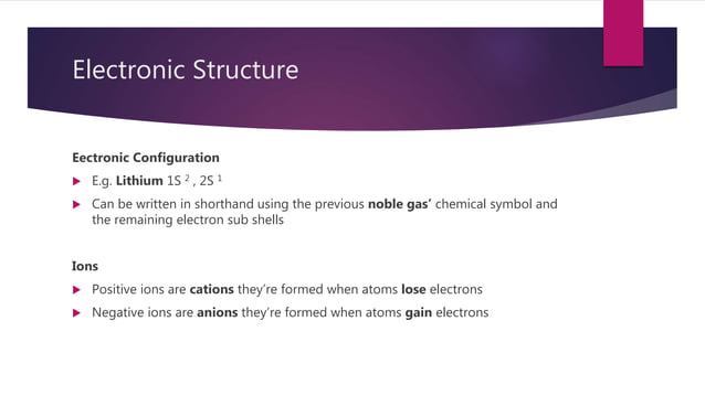 Electrons and bonding | PPTX | Chemistry | Science