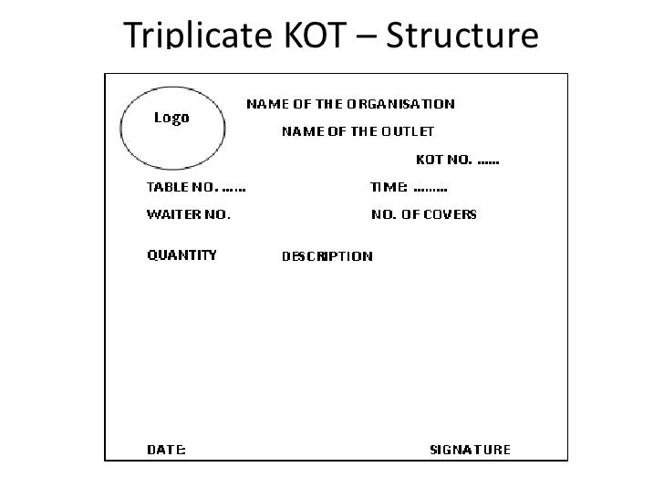 Food Servcie Oulet sales control