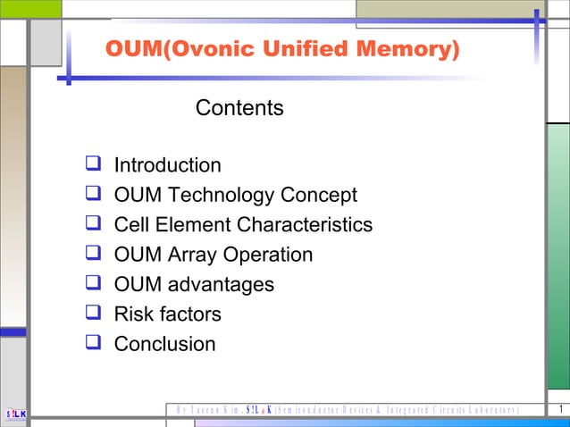 Oum(1 ovonic unified memory) | PPT | Computing | Technology & Computing