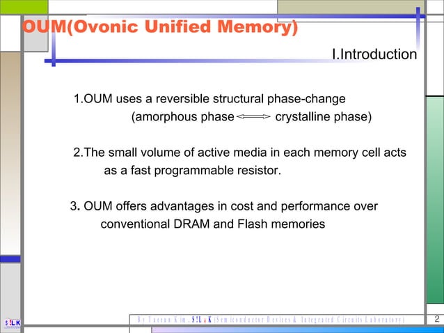 Oum(1 ovonic unified memory) | PPT | Computing | Technology & Computing
