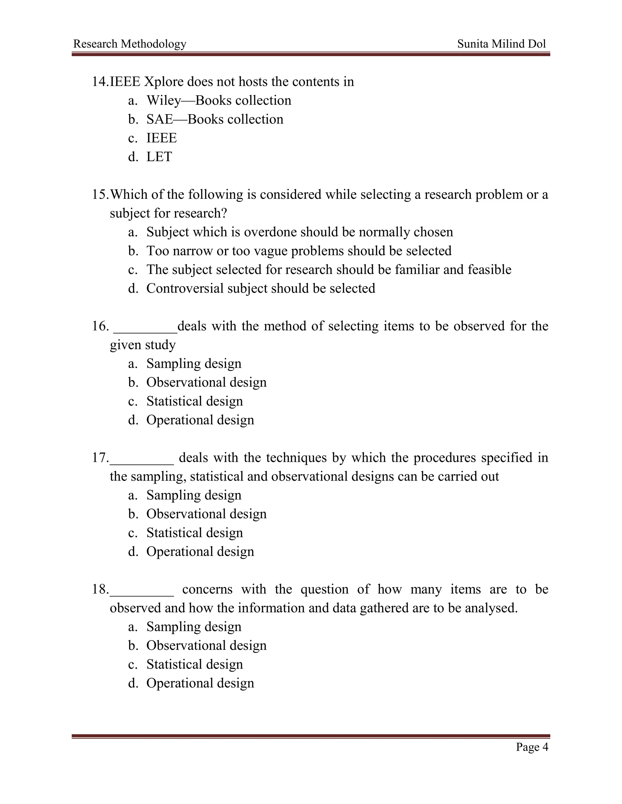 Unit Number 2 - Research Problem Formulation and Methods | PDF