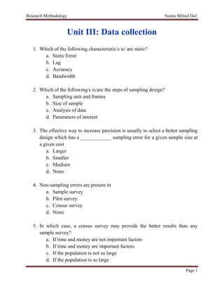 Unit Number 3 - Data collection and Statistical Analysis | PDF