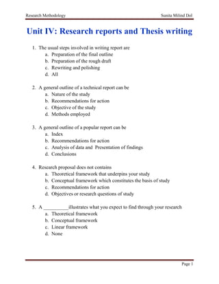 Unit Number 4 - Research reports and Thesis writing | PDF