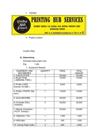 Feasibility Study of Printing Hub | DOCX
