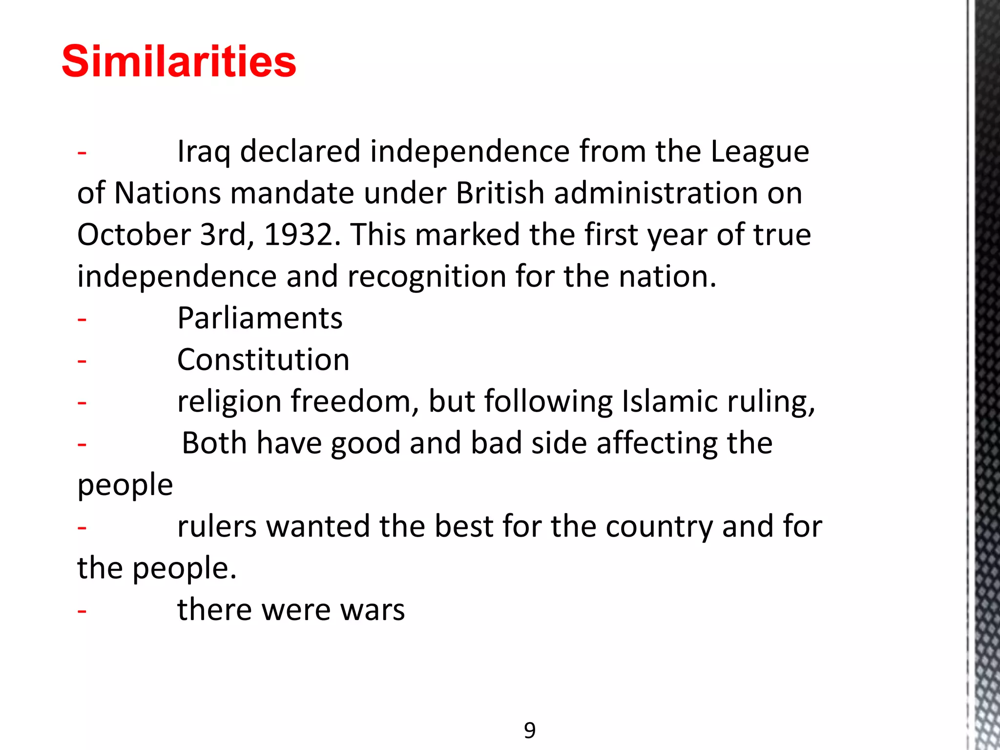 Our history..... Iraq {Monarchy --> Republic} | PPTX