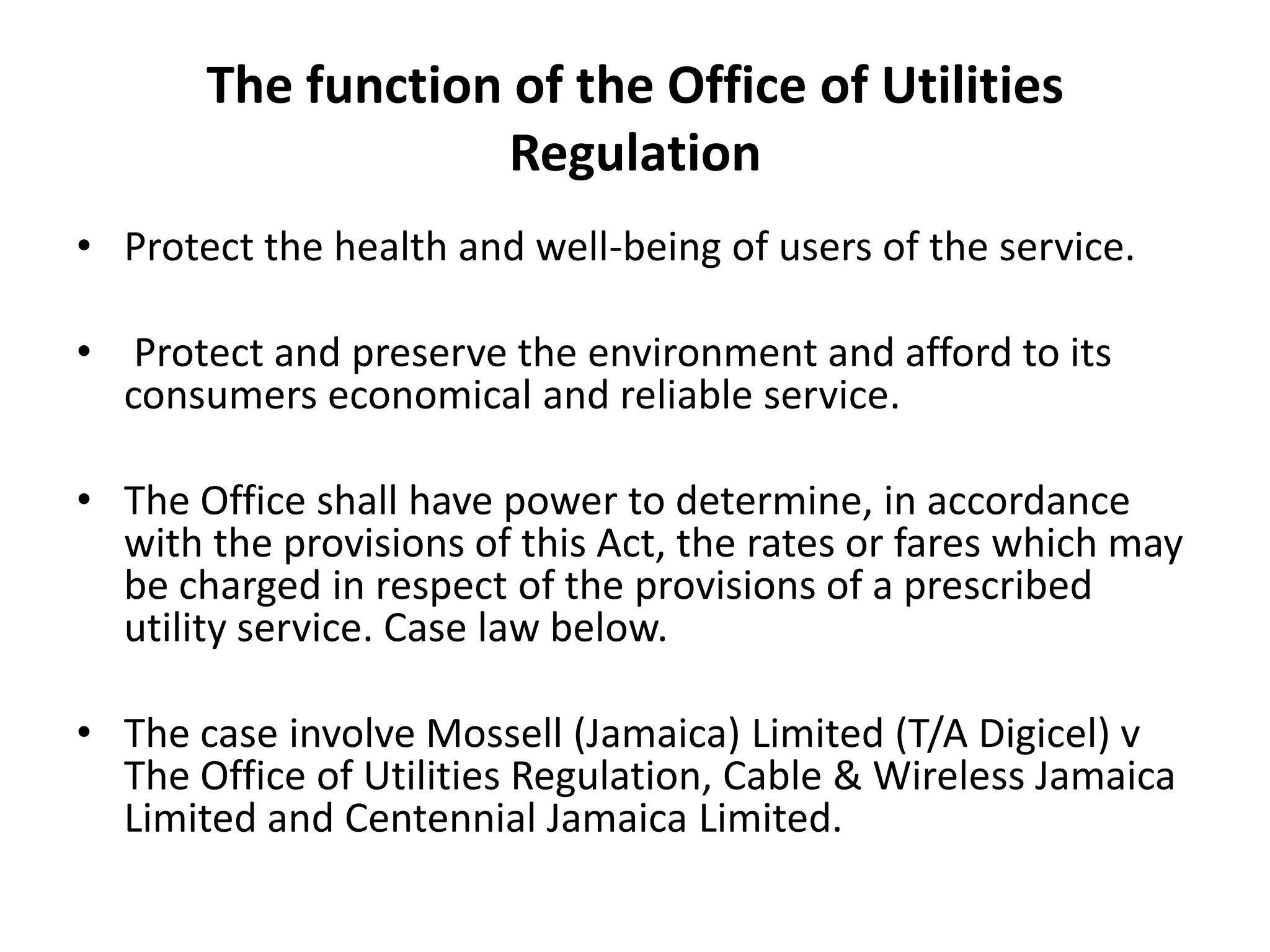 Office of Utilities Regulation - Jamaica | PPTX
