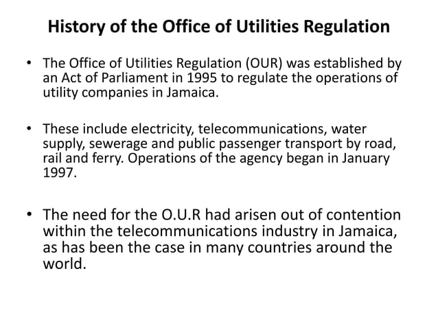 Office of Utilities Regulation - Jamaica | PPTX | Business Utilities ...