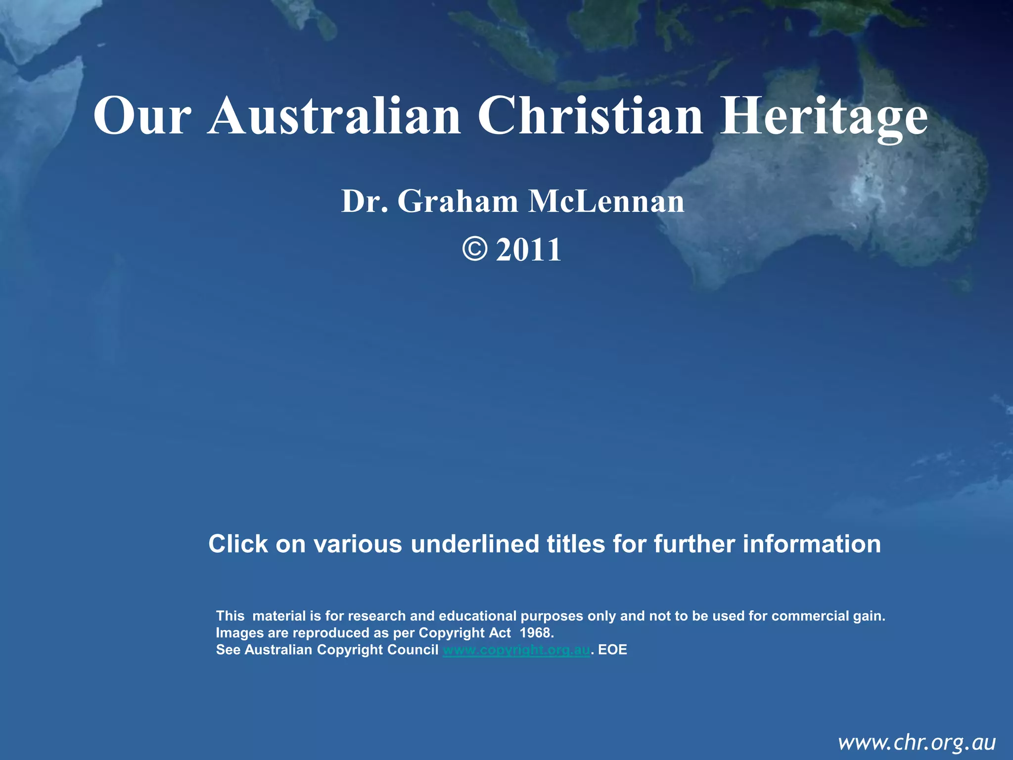 Our Australian Christian Heritage Printable | PDF