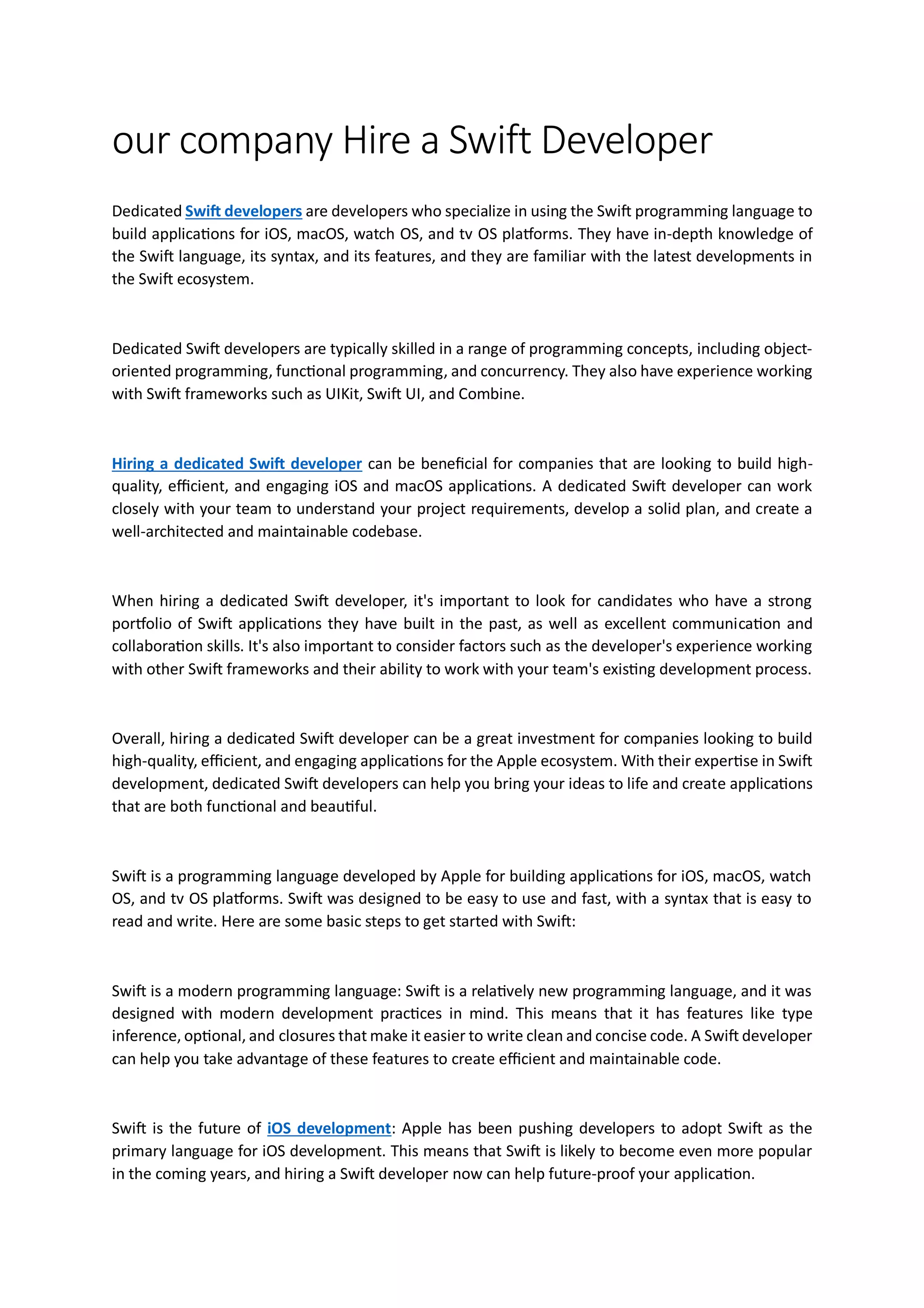 Hire a Swift Developer | PDF