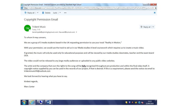 Our copyright permission email | PPTX