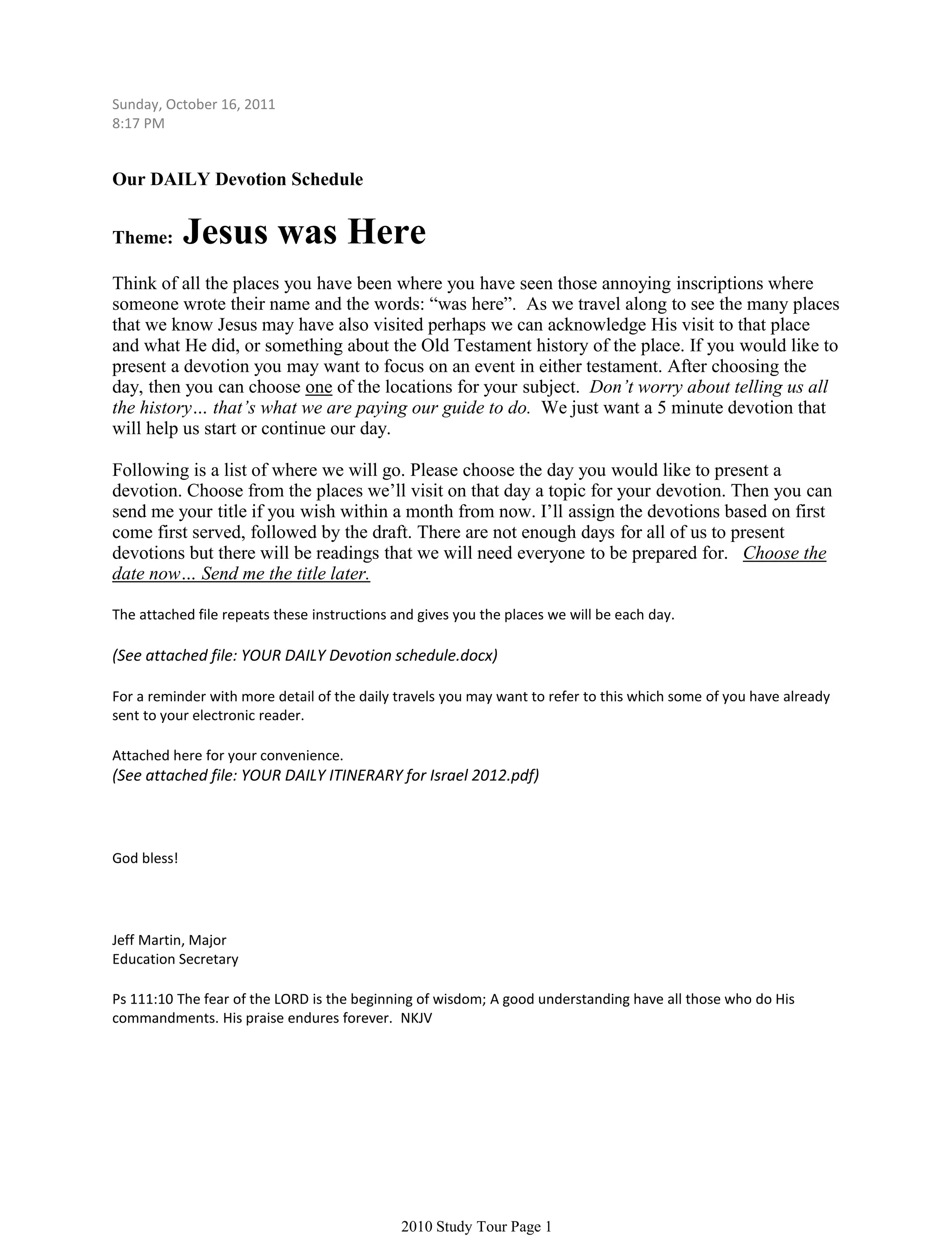 Our daily devotion schedule | PDF