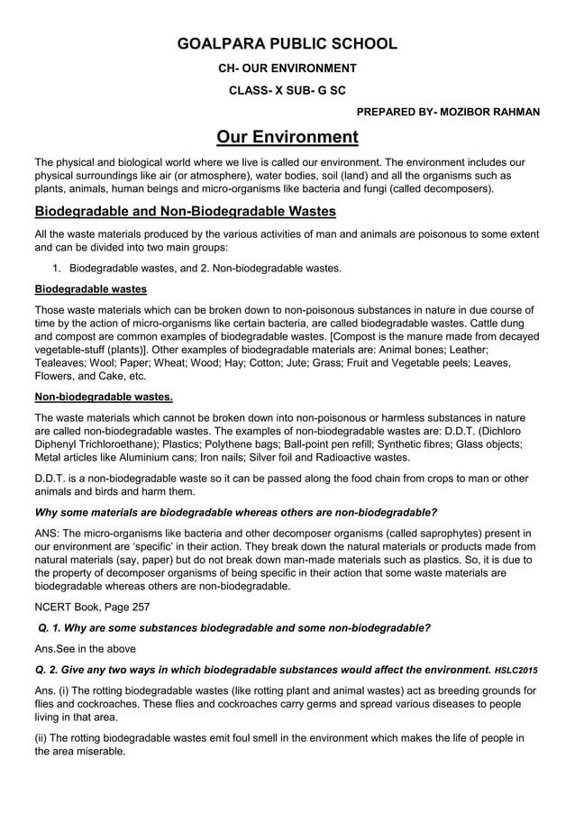 Our environment pdf | PDF | Indoor Environmental Quality | Home & Garden