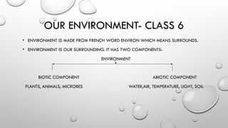 OUR ENVIRONMENT- CLASS 6 note for quick revision | PPTX