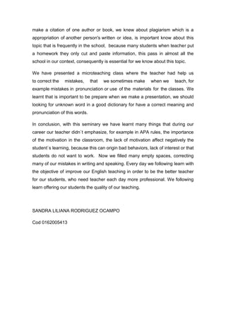 Our experience in the seminary[1] | DOCX