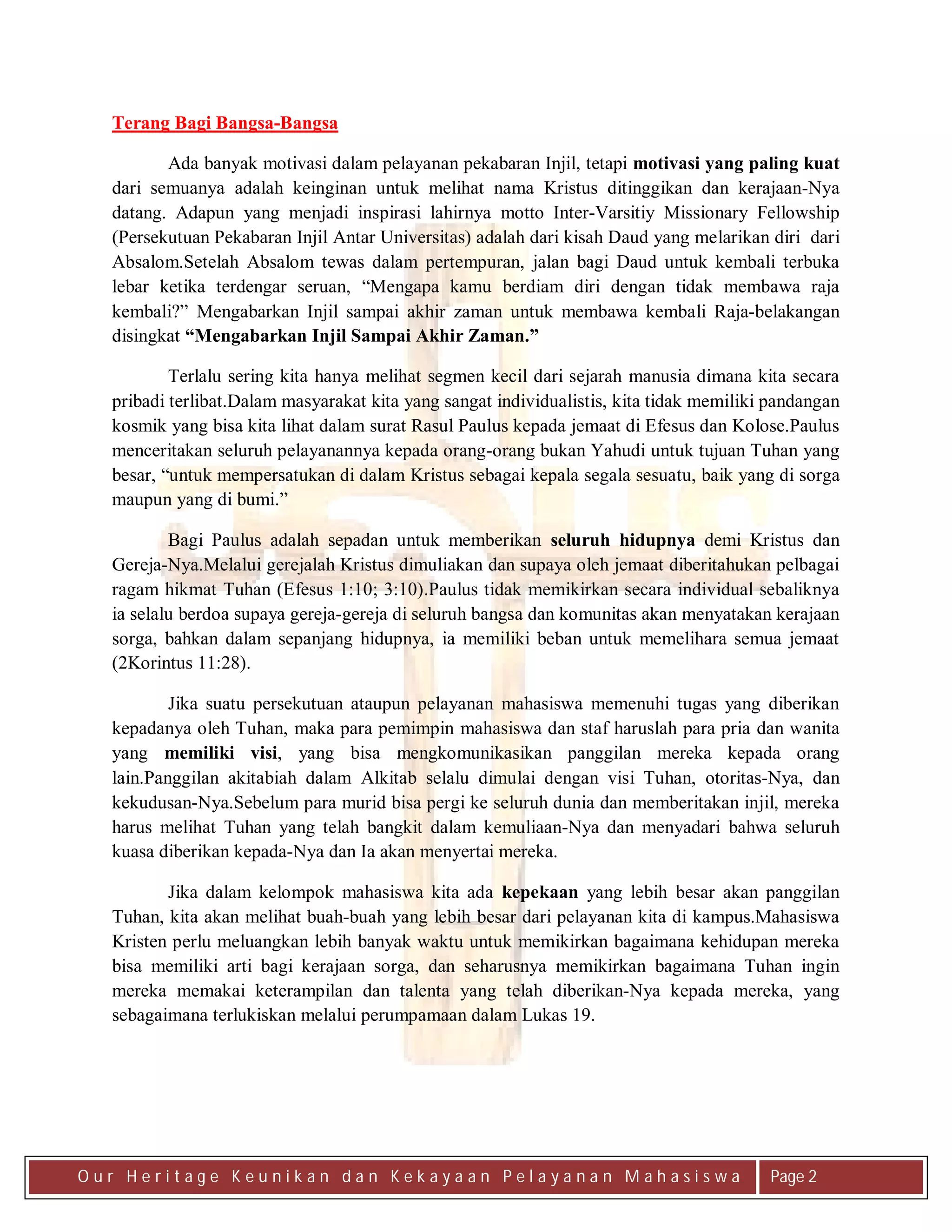 Our heritage Part I By MPDS | PDF